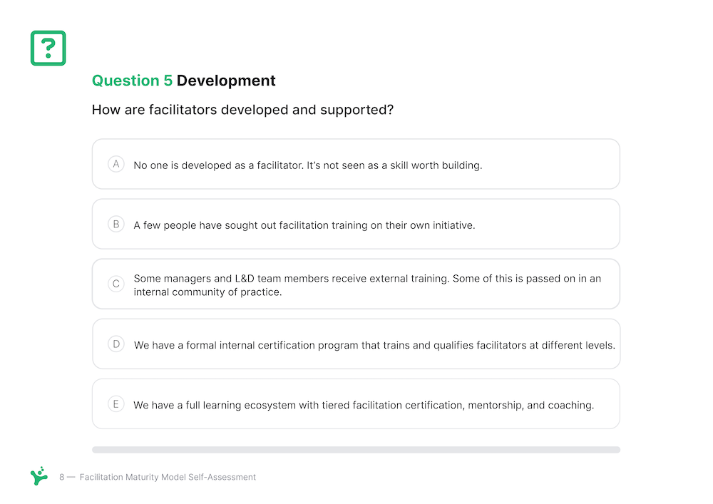 Facilitation Maturity Model Self Assessment PDF | SessionLab